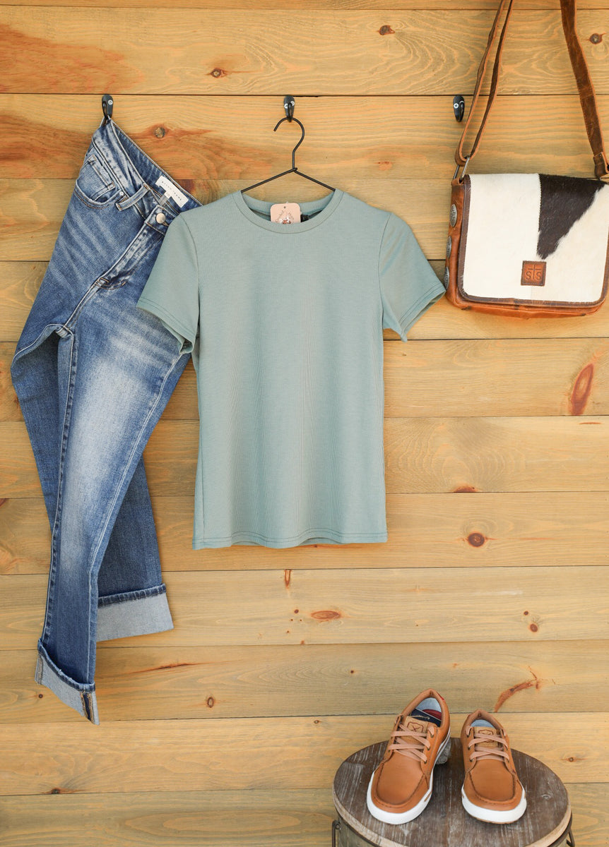 Alice III Short Sleeve Ribbed Comfortable Top | Crooked Horn Company