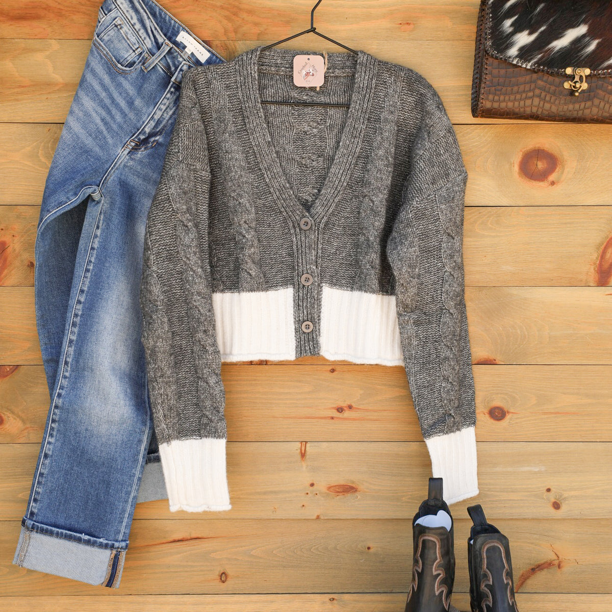 Mountain View Two-Tone Sweater Cardigan | Crooked Horn Company