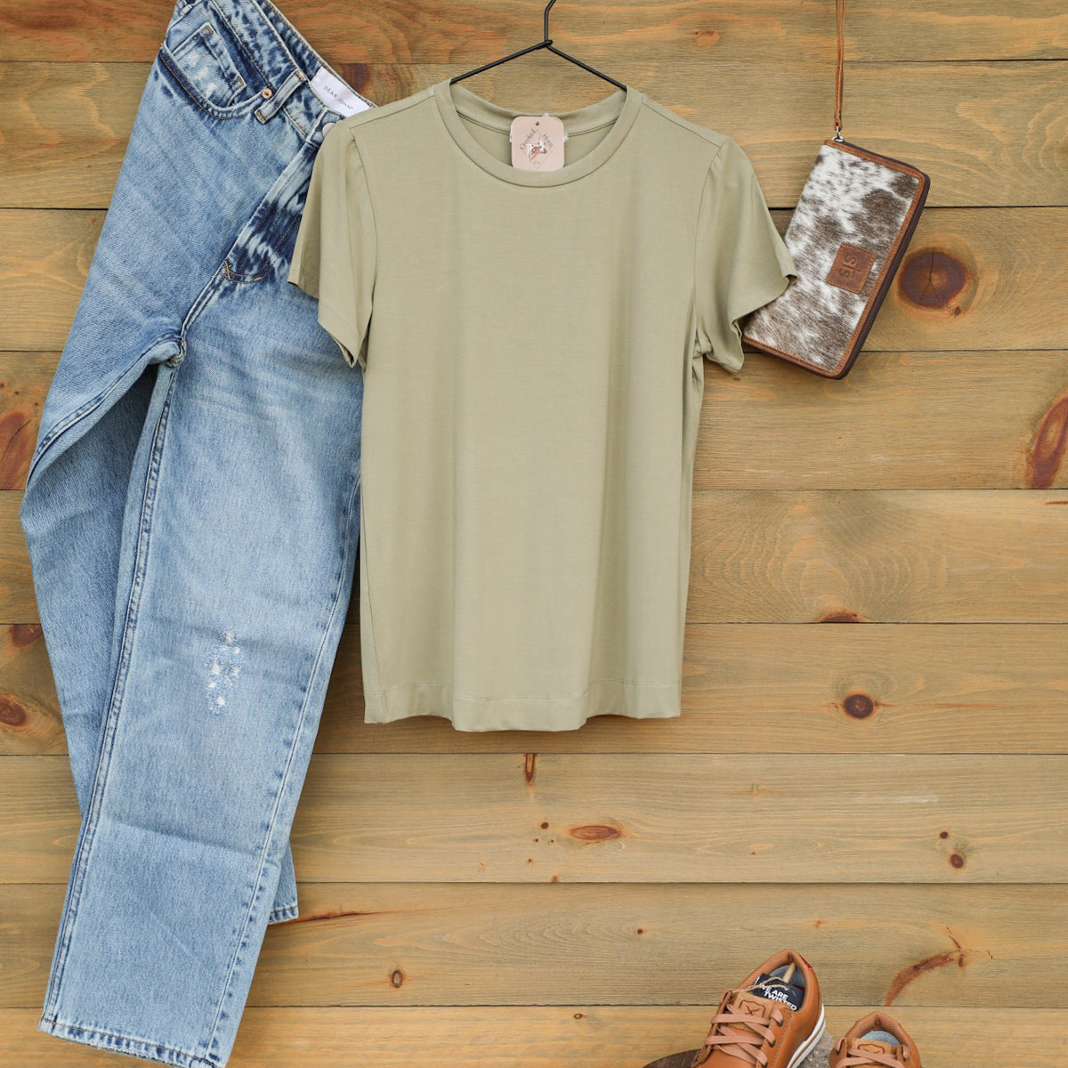 Shoshoni Short Sleeve Bamboo Black or Fern Top | Crooked Horn Company