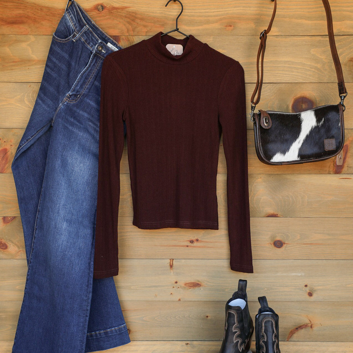 Eclipse Long Sleeve Ribbed Turtle Neck Top | Crooked Horn Co – Crooked ...