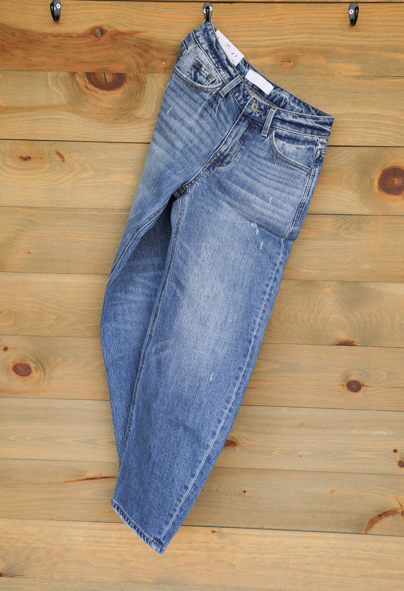 Lead High Rise Barrel Denim Jeans | Crooked Horn Company