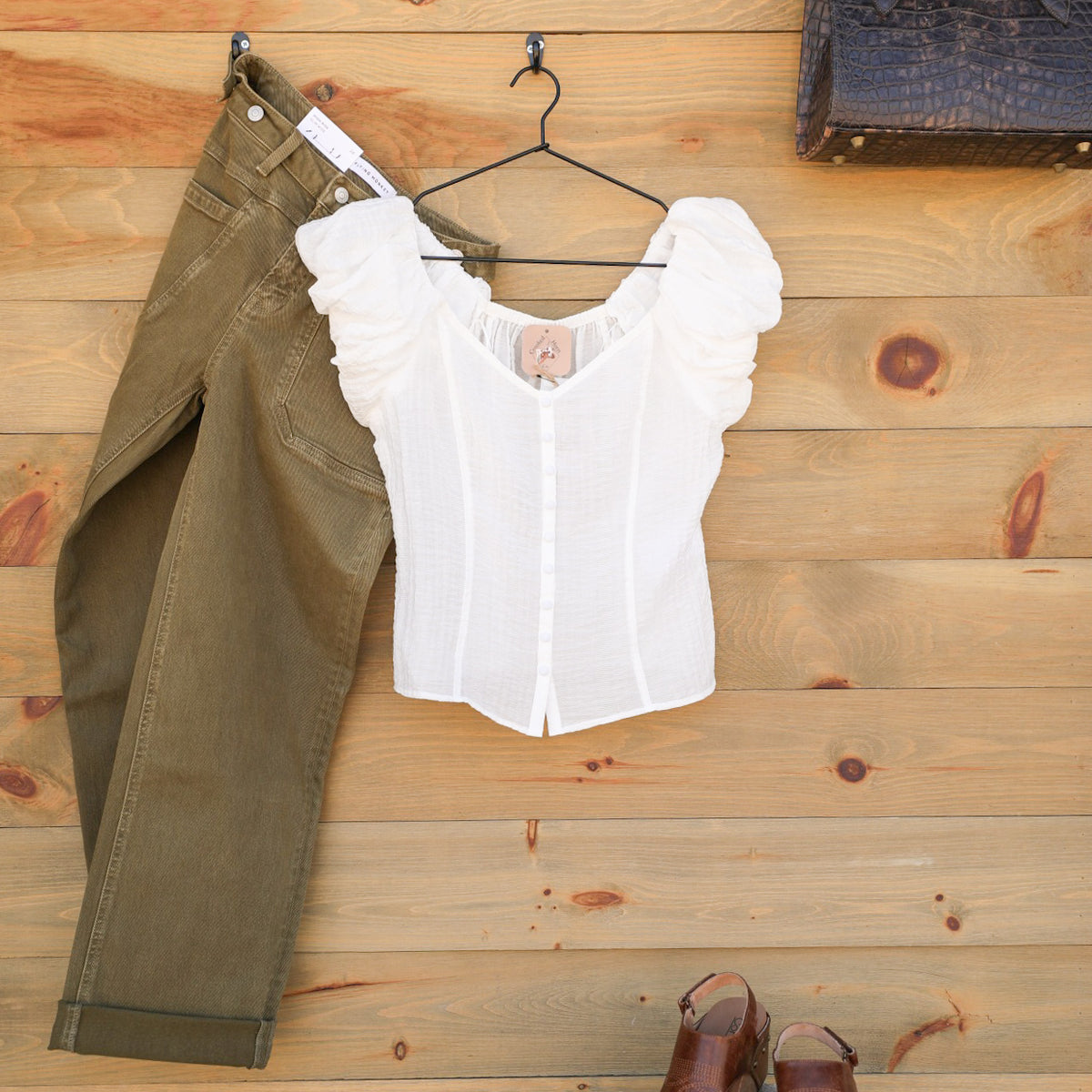 Evansville Seamed Button Down White Top | Crooked Horn Company