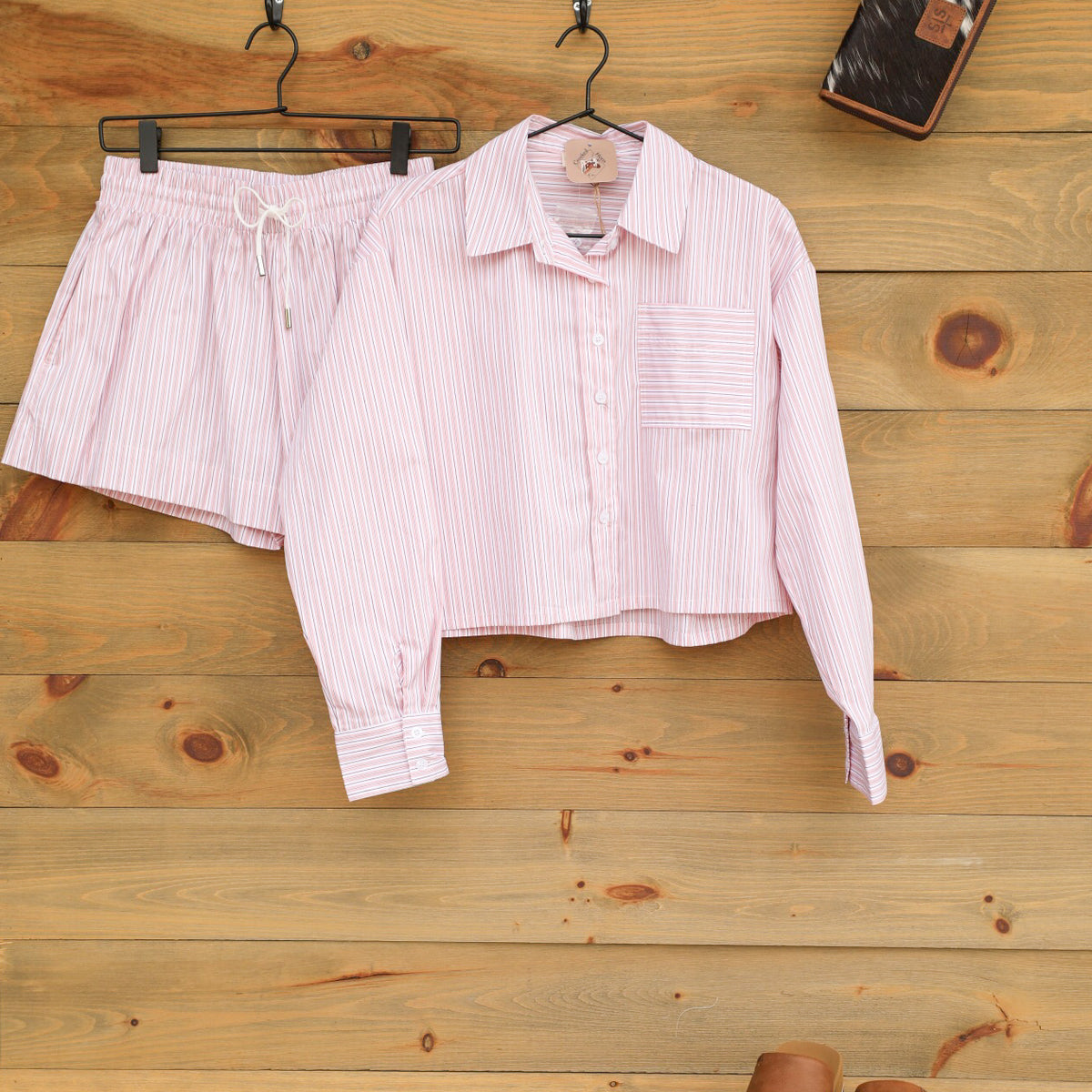 Hulett Long Sleeve Short Set in Melon Stripe | Crooked Horn Company